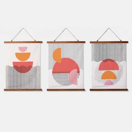 Modern Abstract half circle waves line Wall art | Zazzle