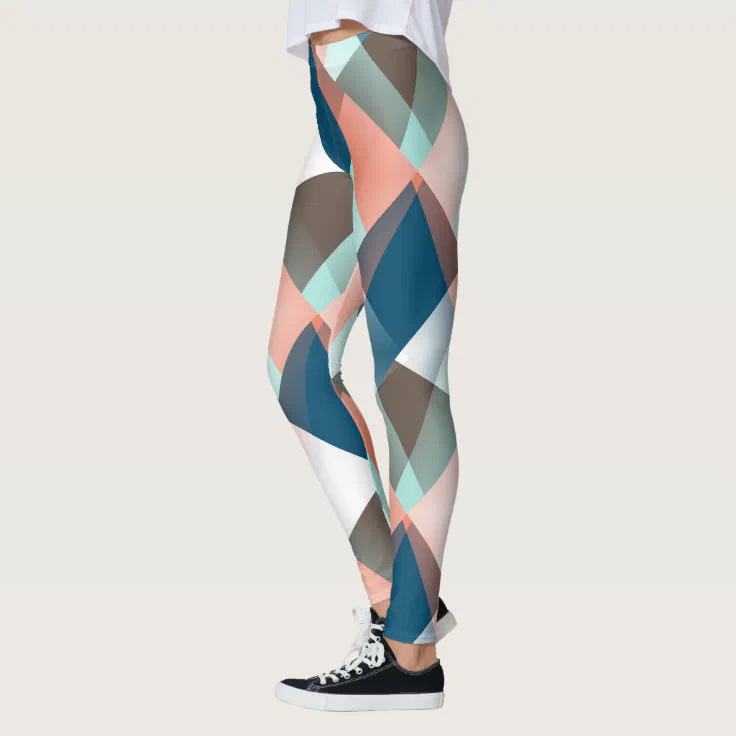 Modern Abstract Hip Geometric Mosaic Art Pattern Leggings | Zazzle
