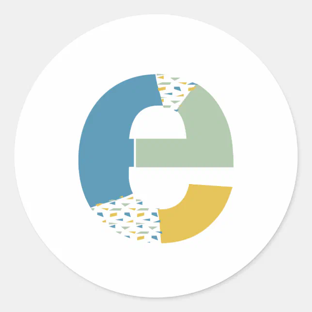 Modern Abstract Letter E Monogram Personalized Classic Round Sticker ...