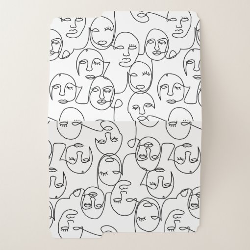 Modern Abstract Lines Faces Continuous Line Art File Folder | Zazzle