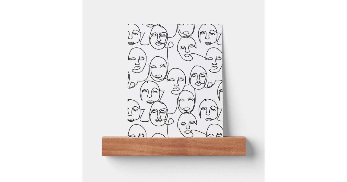 Modern Abstract Lines Faces Continuous Line Art Picture Ledge | Zazzle
