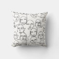 Modern Abstract Lines Faces Continuous Line Art Throw Pillow | Zazzle