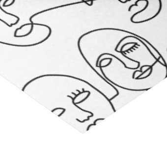 Modern Abstract Lines Faces Continuous Line Art Tissue Paper | Zazzle