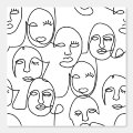 Modern Abstract Lines Faces Continuous Lines Wallpaper | Zazzle
