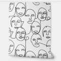 Modern Abstract Lines Faces Continuous Lines Wallpaper | Zazzle
