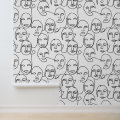 Modern Abstract Lines Faces Continuous Lines Wallpaper | Zazzle
