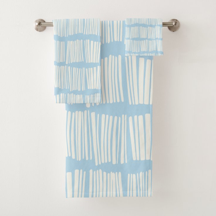 Modern Abstract Lines Pattern in Pastel Light Blue Bath Towel Set | Zazzle