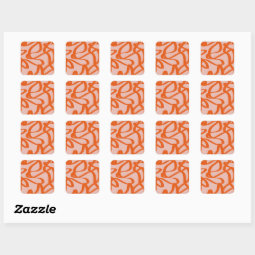 Modern Abstract Lines Peach And Burnt Orange Square Sticker | Zazzle