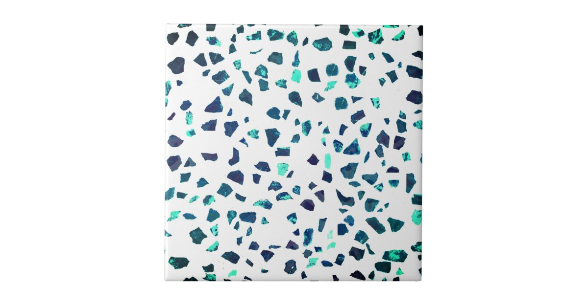 Modern Abstract Marbled Turquoise Terrazzo Ceramic Tile | Zazzle