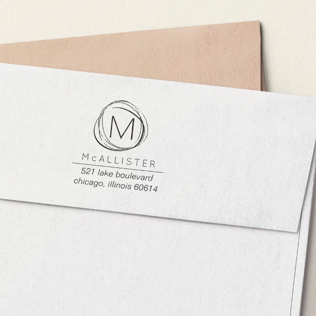 Modern Abstract Monogram Return Address Stamp | Zazzle