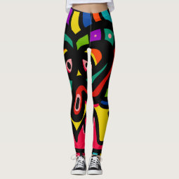 Modern Abstract Multi Color Leggings | Zazzle