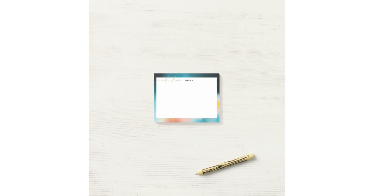 Modern abstract painterly border and scripted post-it notes | Zazzle