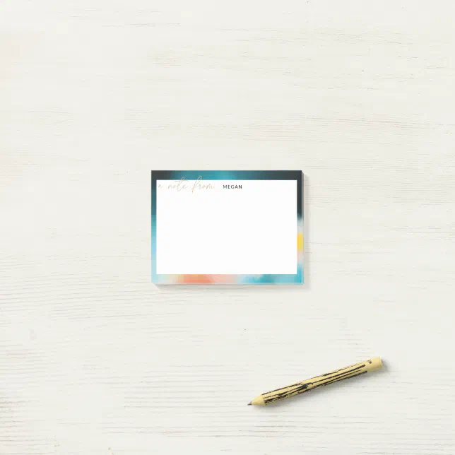Modern abstract painterly border and scripted post-it notes | Zazzle