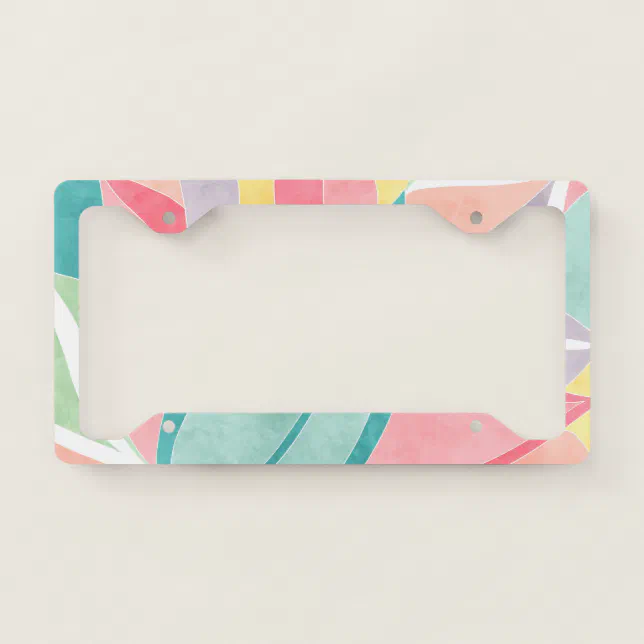 modern abstract pastel watercolor leaf pattern license plate frame | Zazzle