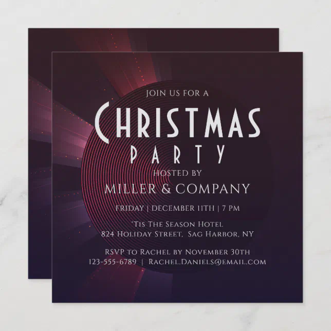 Modern Abstract Plum Corporate Christmas Party Invitation | Zazzle