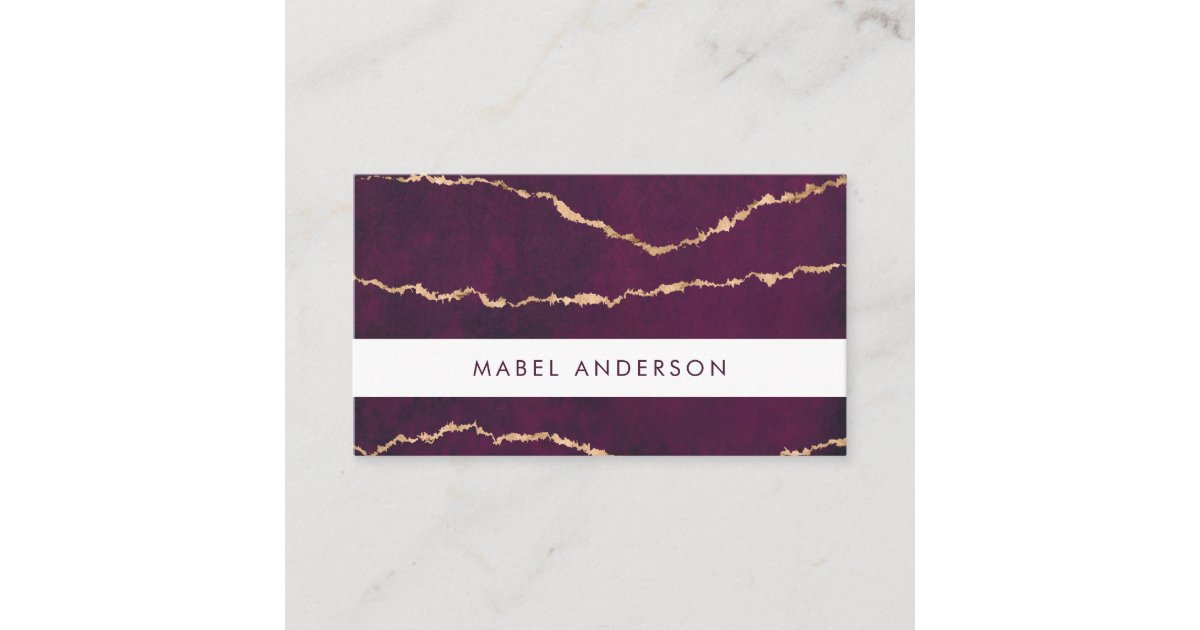Modern Abstract Purple Gold Leaf Business Card | Zazzle