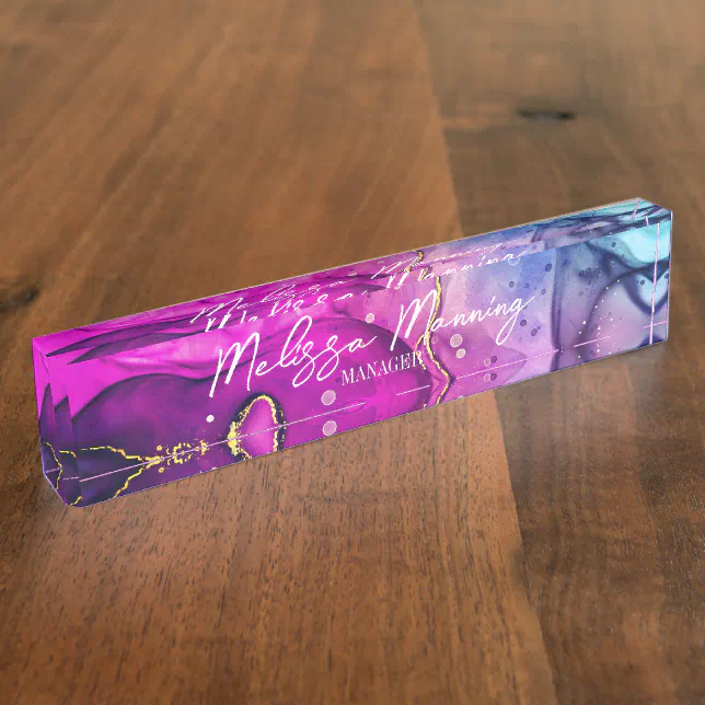 Modern Abstract Purple Pink Watercolor Name Plate | Zazzle
