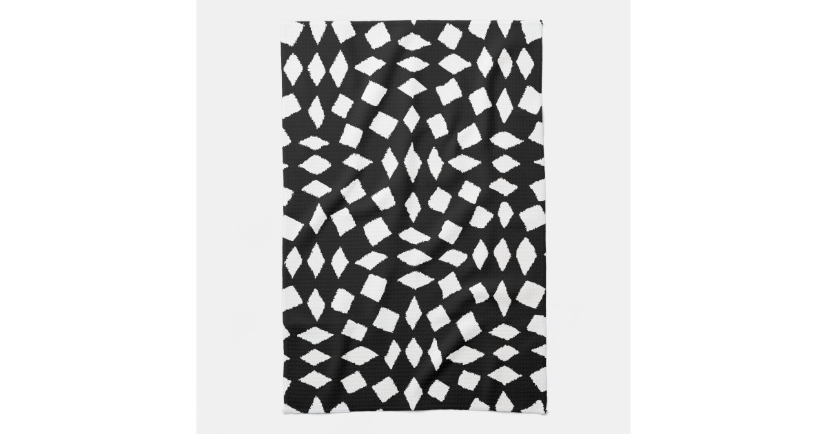 Modern Abstract Retro Black White Checker Pattern Kitchen Towel | Zazzle