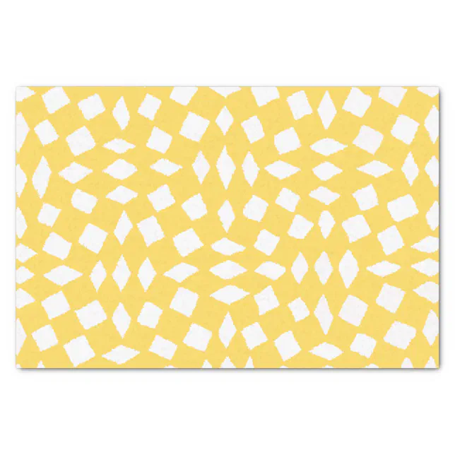 Modern Abstract Retro Yellow Checker Pattern Tissue Paper | Zazzle