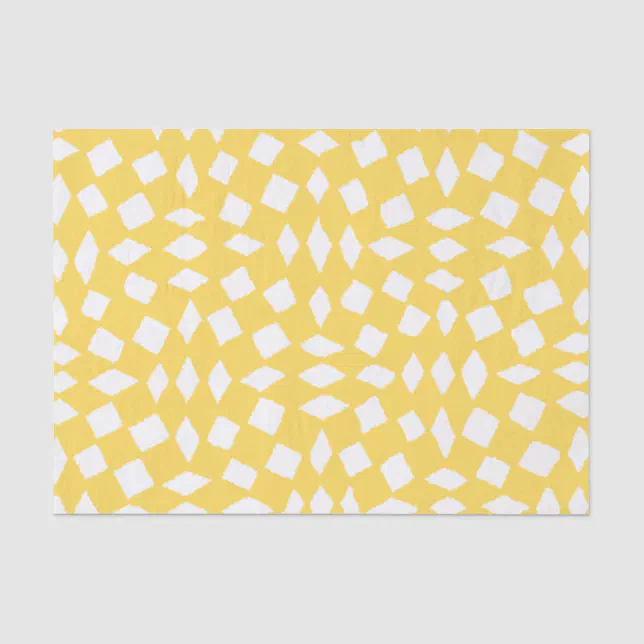 Modern Abstract Retro Yellow Checker Pattern Tissue Paper | Zazzle