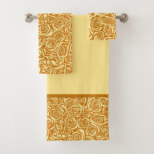 Modern Abstract Rose Pattern, Mustard Yellow Bath Towel Set | Zazzle.com