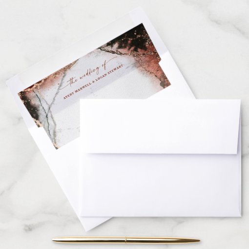 Modern Abstract Rustic Burnt Orange 5x7 Wedding Envelope Liner | Zazzle