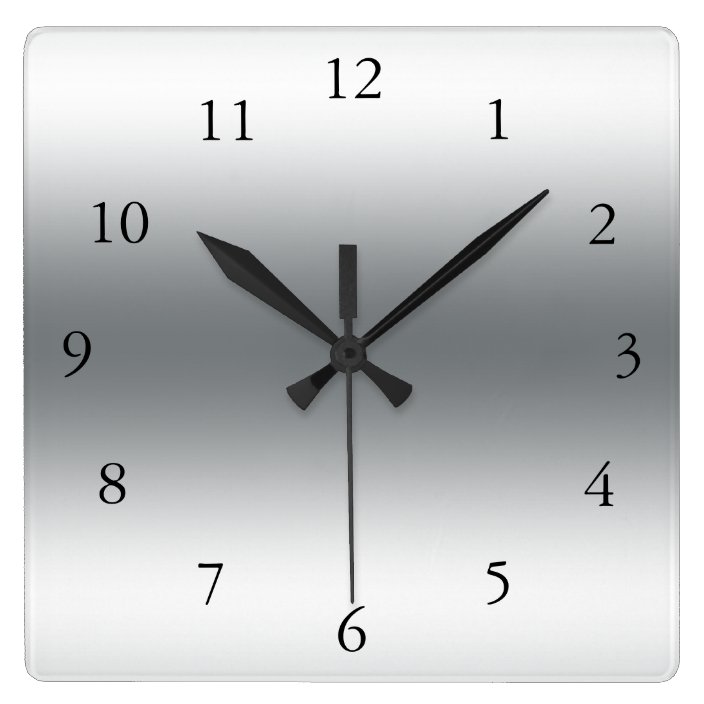 Modern abstract shades of silver and gray colors square wall clock ...