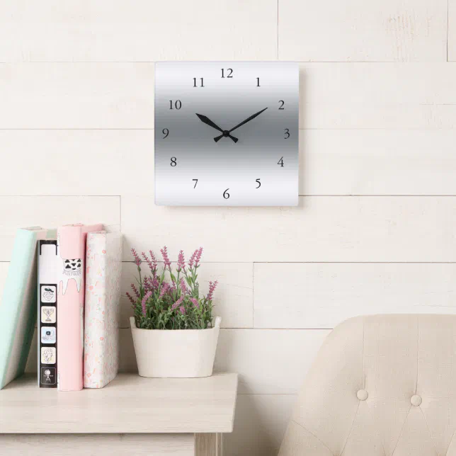 Modern abstract shades of silver and gray colors square wall clock | Zazzle