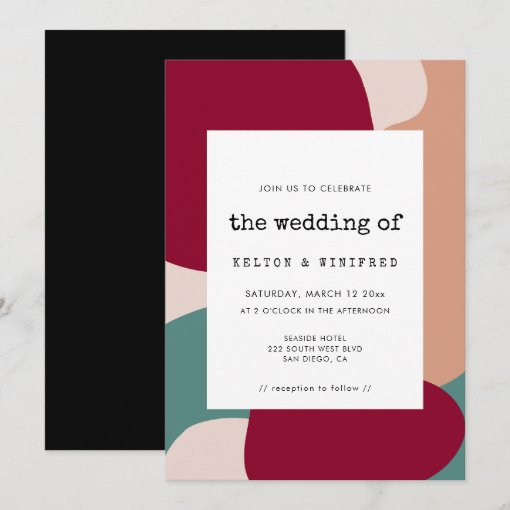 Modern abstract shapes wedding invitation | Zazzle