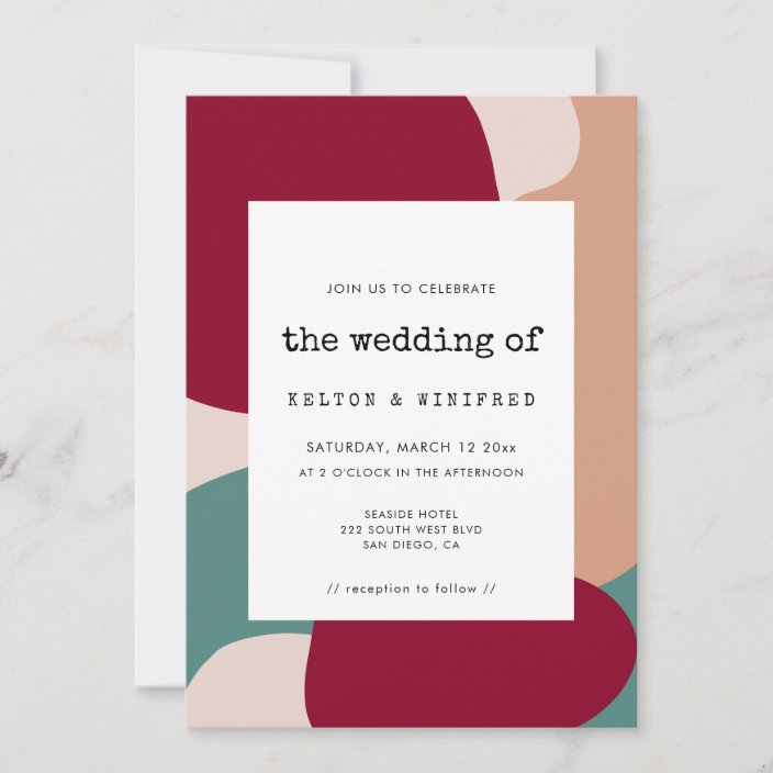 Modern abstract shapes wedding invitation | Zazzle.com