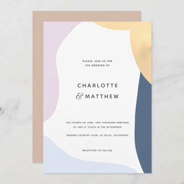 Modern Abstract Shapes Wedding Invitation | Zazzle