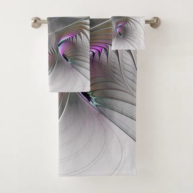 Modern Abstract Shy Fantasy Figure Fractal Art Bath Towel Set | Zazzle