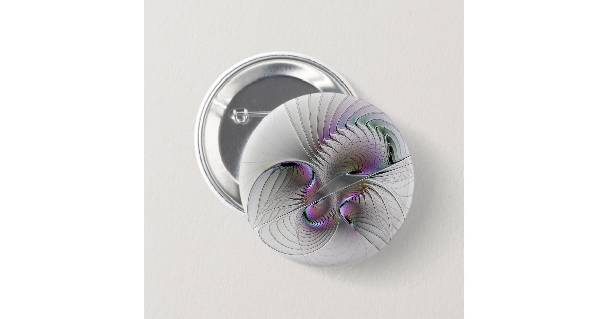 Modern Abstract Shy Fantasy Figure Fractal Art Button | Zazzle