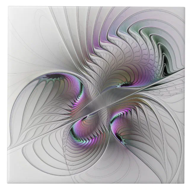 Modern Abstract Shy Fantasy Figure Fractal Art Ceramic Tile | Zazzle