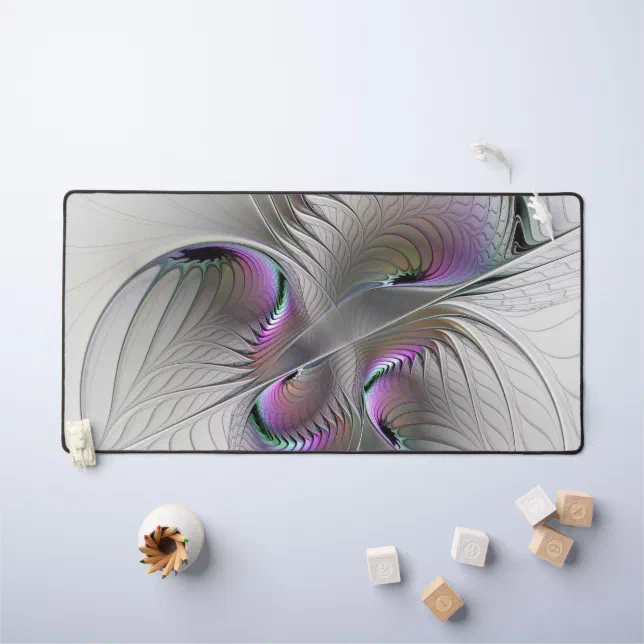 Modern Abstract Shy Fantasy Figure Fractal Art Desk Mat | Zazzle