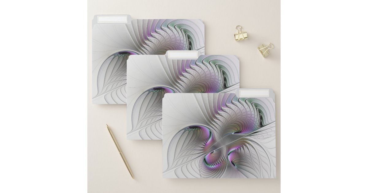 Modern Abstract Shy Fantasy Figure Fractal Art File Folder | Zazzle