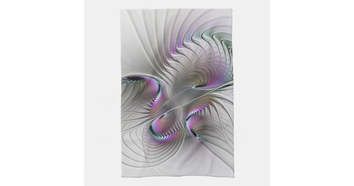 Modern Abstract Shy Fantasy Figure Fractal Art Kitchen Towel | Zazzle