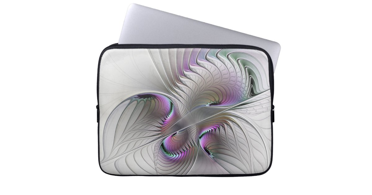 Modern Abstract Shy Fantasy Figure Fractal Art Laptop Sleeve | Zazzle