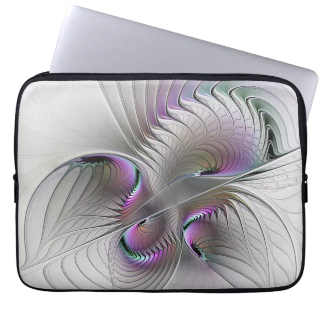 Modern Abstract Shy Fantasy Figure Fractal Art Laptop Sleeve | Zazzle