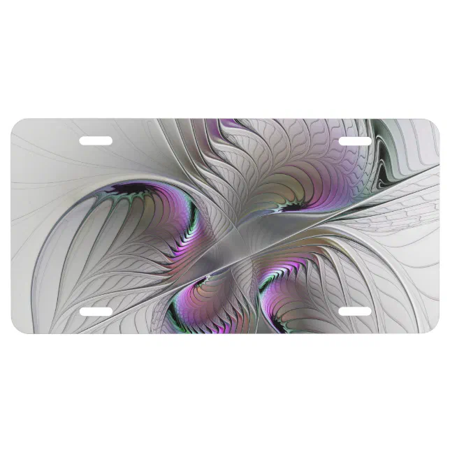 Modern Abstract Shy Fantasy Figure Fractal Art License Plate | Zazzle