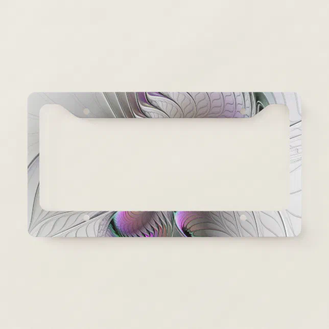 Modern Abstract Shy Fantasy Figure Fractal Art License Plate Frame | Zazzle