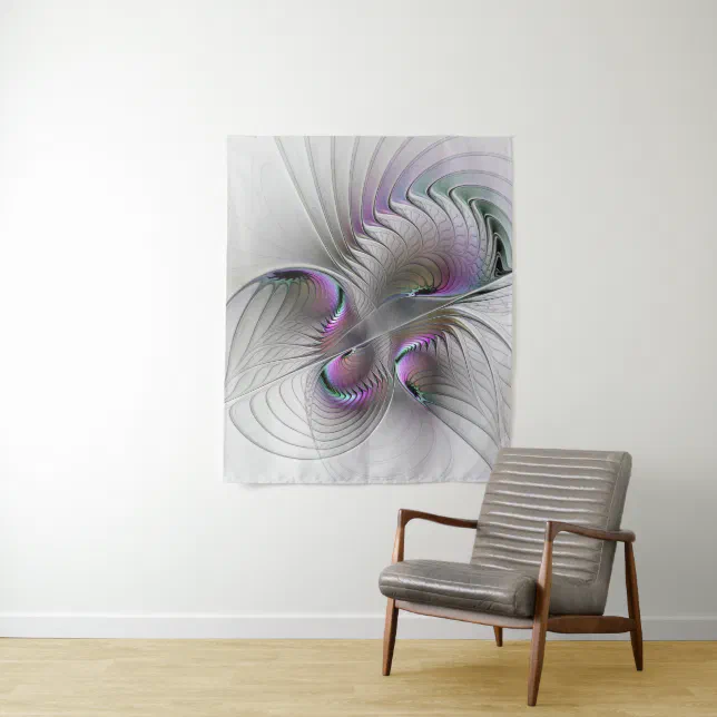 Modern Abstract Shy Fantasy Figure Fractal Art Tapestry | Zazzle