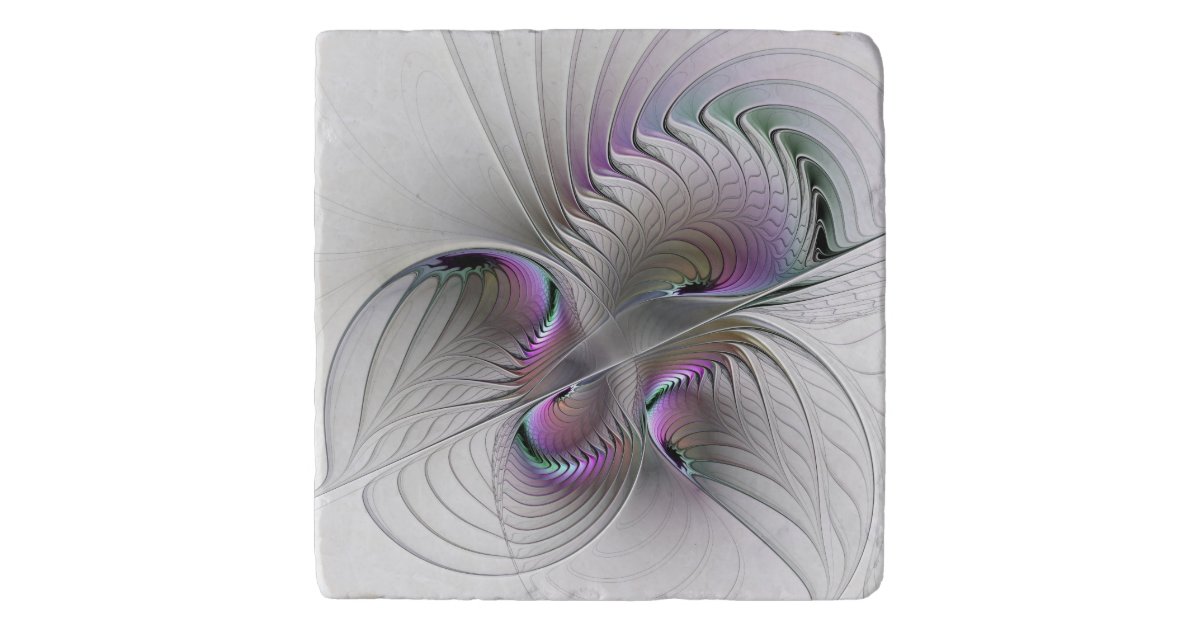 Modern Abstract Shy Fantasy Figure Fractal Art Trivet | Zazzle