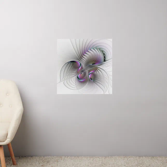 Modern Abstract Shy Fantasy Figure Fractal Art Wall Decal | Zazzle