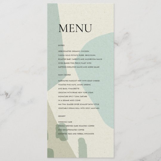 MODERN ABSTRACT SOFT AQUA BLUE ARTISTIC WEDDING MENU | Zazzle.com