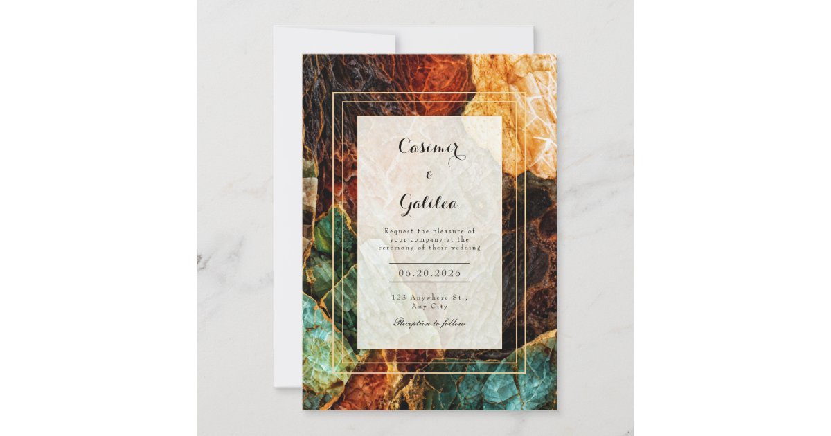 Modern Abstract Teal Rust Agate Geode Wedding Invitation | Zazzle