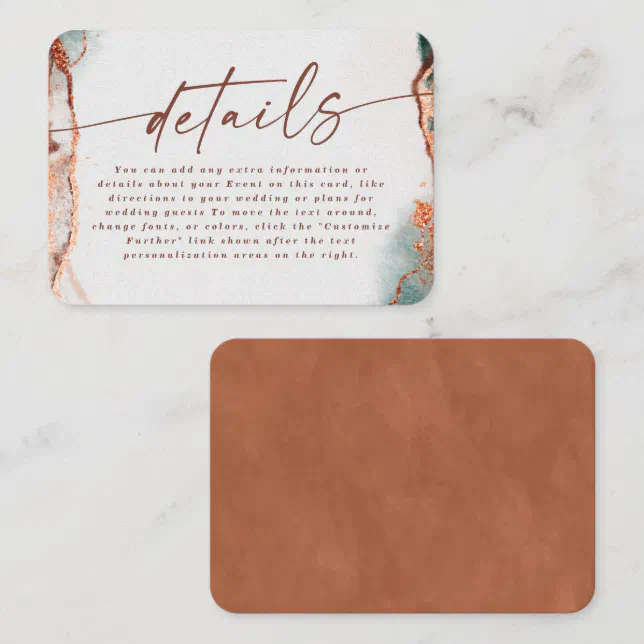 Modern Abstract Terra Cotta Fall Wedding Details Enclosure Card | Zazzle