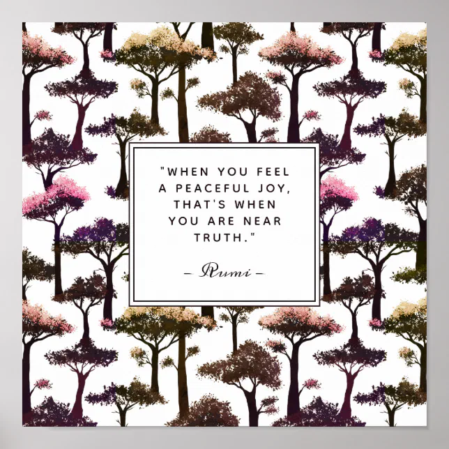 Modern Abstract Tree Art Inspirational Rumi Quote Poster | Zazzle