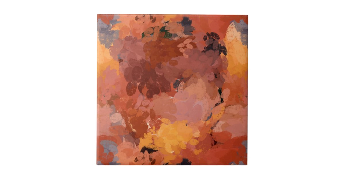 Modern Abstract Watercolor Autumn Art Ceramic Tile | Zazzle
