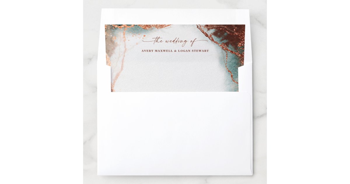 Modern Abstract Watercolor Terra Cotta Wedding Envelope Liner | Zazzle